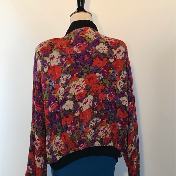 Vintage | Jackets & Coats | Vintage 98s Rose Floral Bomber Silky Jacket ...